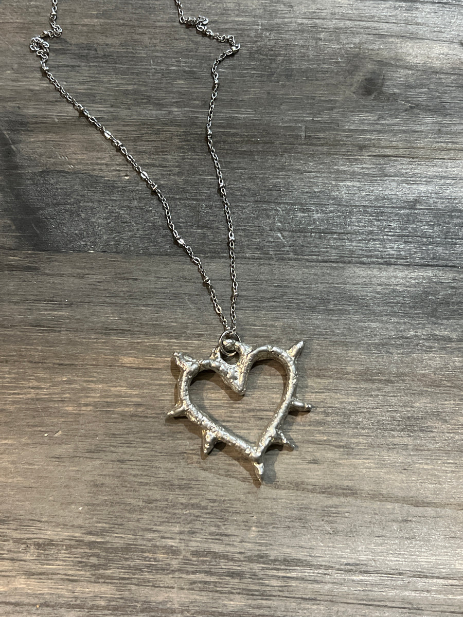 Large spike heart necklace – Bare Bones Jewelry London